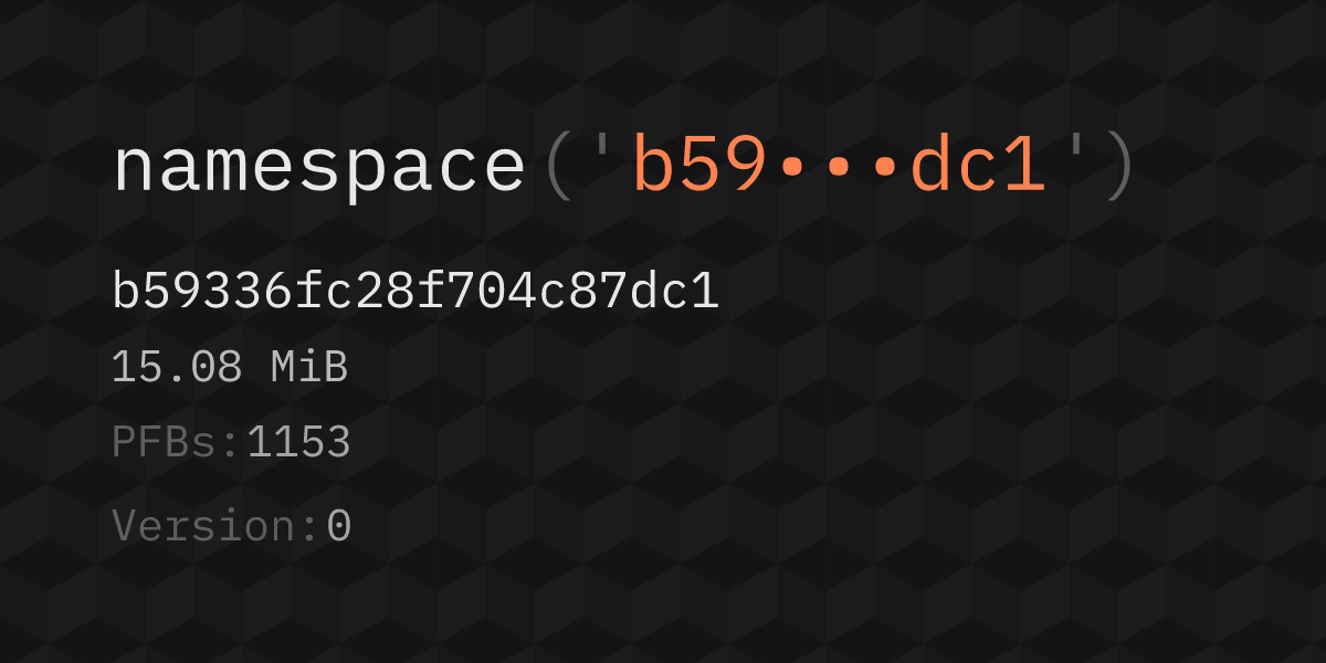 Namespace b59336fc28f704c87dc1 - Celestia Explorer